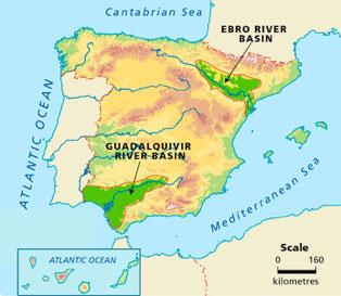 Physical Map Of Europe Ebro River