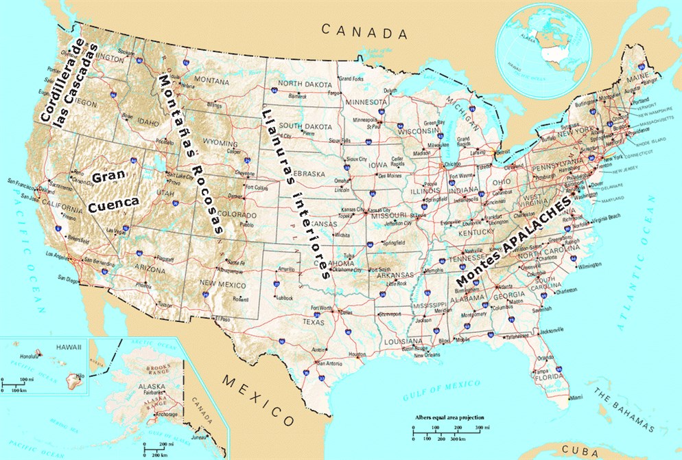 Ubicación De Las Montañas Rocosas En El Mapa Mapa Físico De Estados